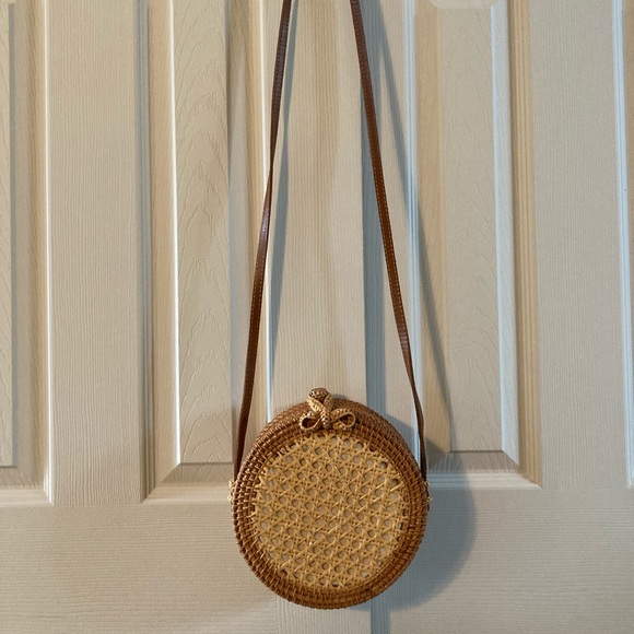 Source Unknown | Bags | 2 Tone Handwoven Rattan Crossbody Bag With ...